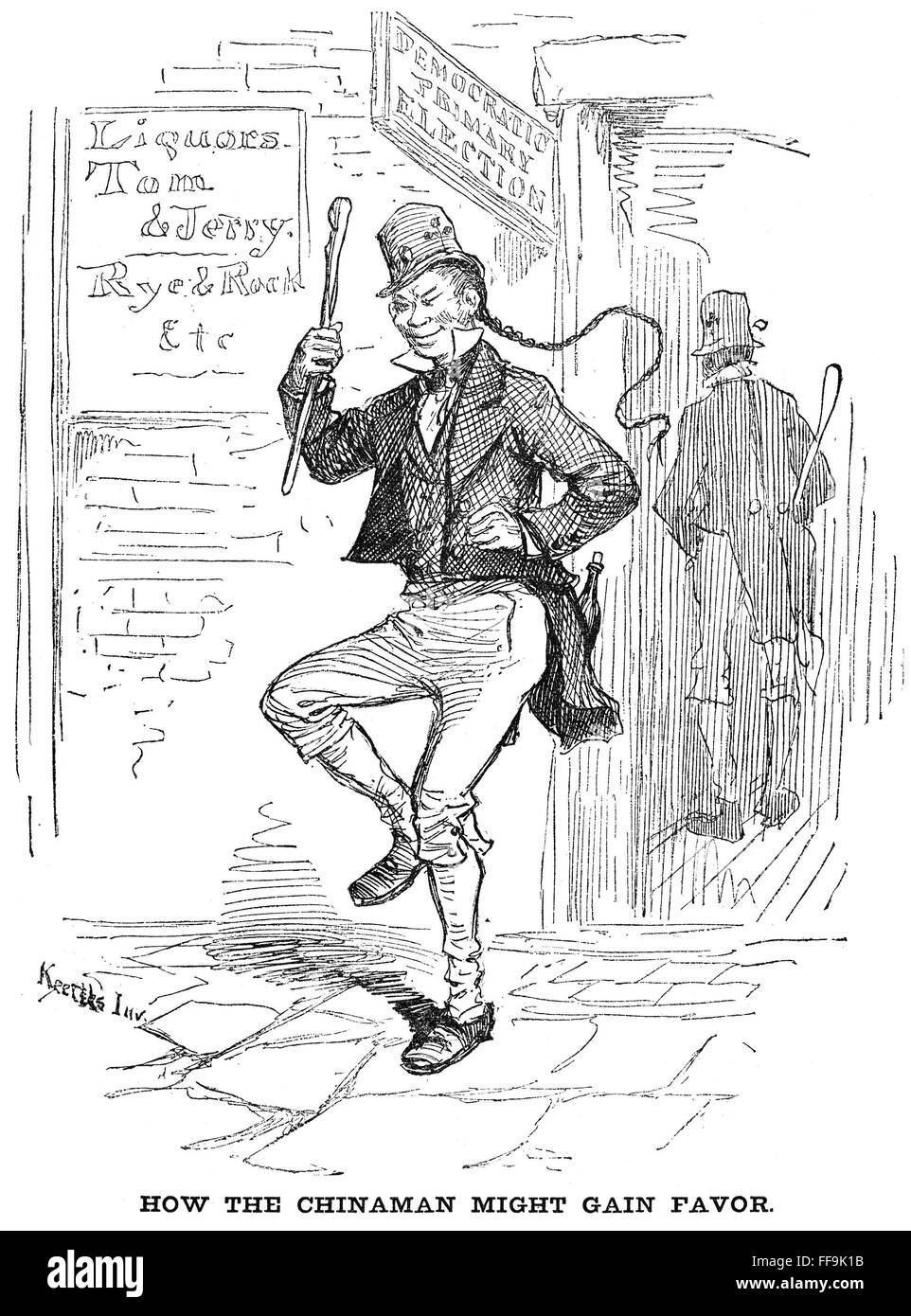 IMMIGRATION CARTOON, 1879. /nCartoon suggesting that the Chinese in ...