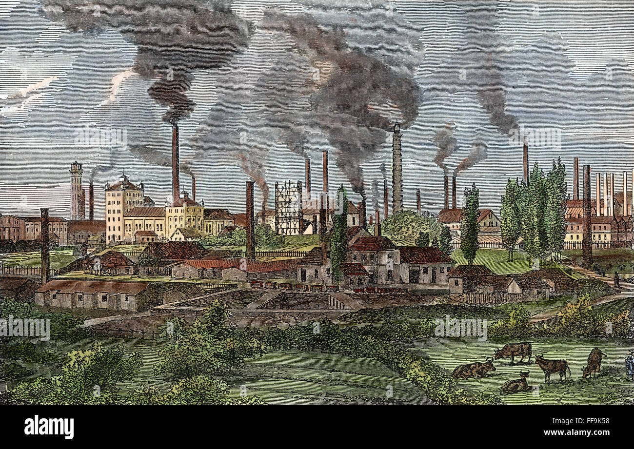 GERMANY: KRUPP WORKS. /nThe Krupp steelworks at Essen, Germany. Wood ...