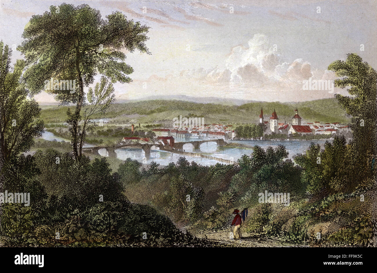GERMANY: HAMELN, 1828. /nA view of Hameln, Germany. Steel engraving ...