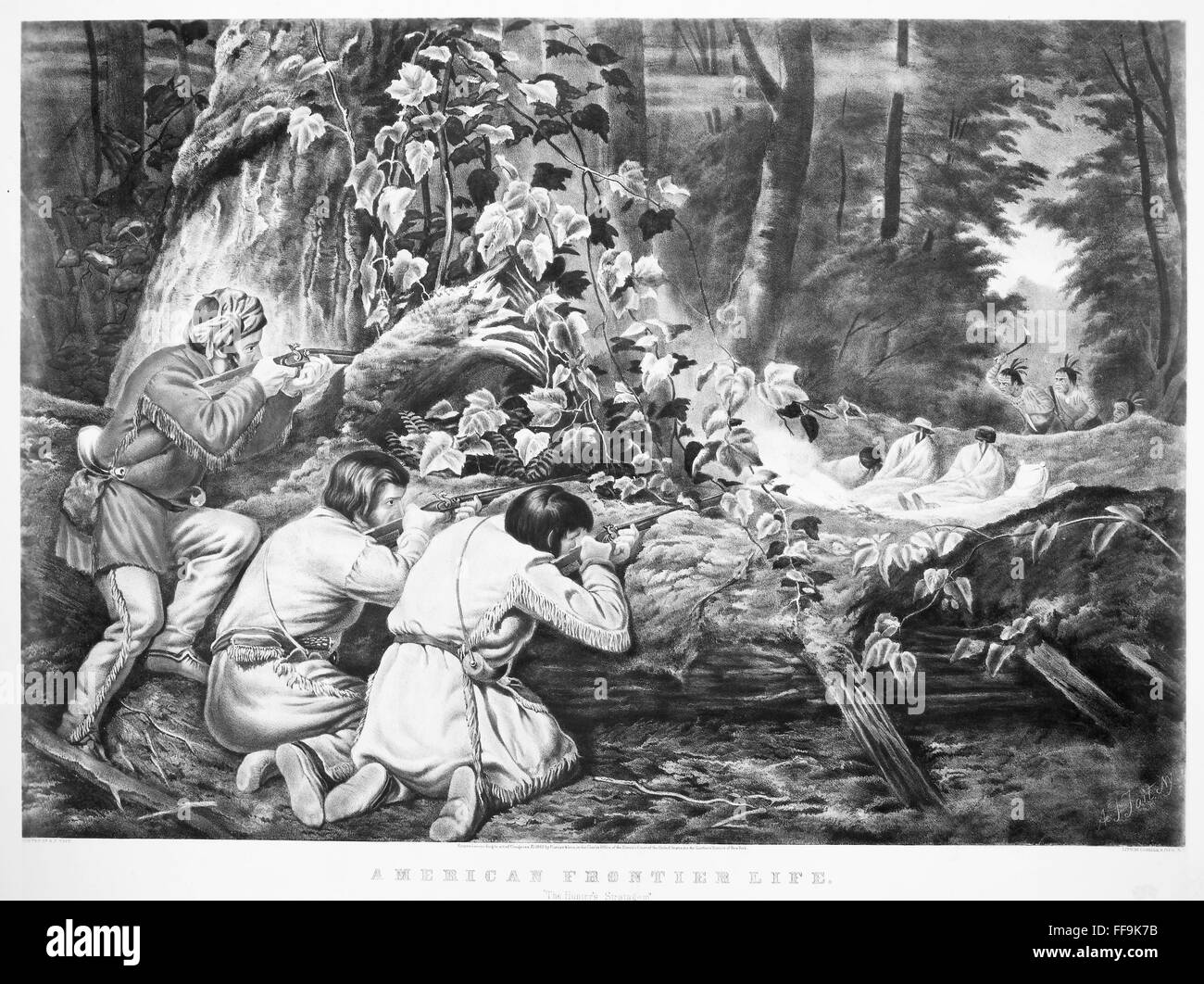 FRONTIERSMEN, 1862. /n'American Frontier Life - The Hunter's Stratagem ...