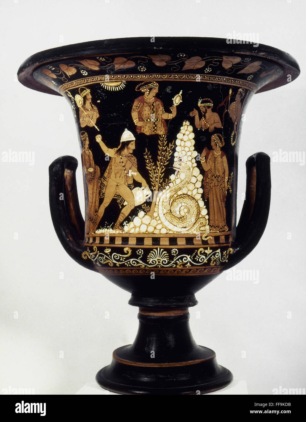 CADMUS AND THE DRAGON. /nGreek krater attributed to Python. Paestum ...