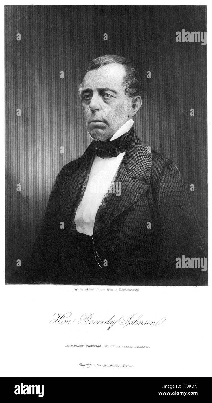 REVERDY JOHNSON (1796-1876). /nAmerican lawyer and politician. Steel ...