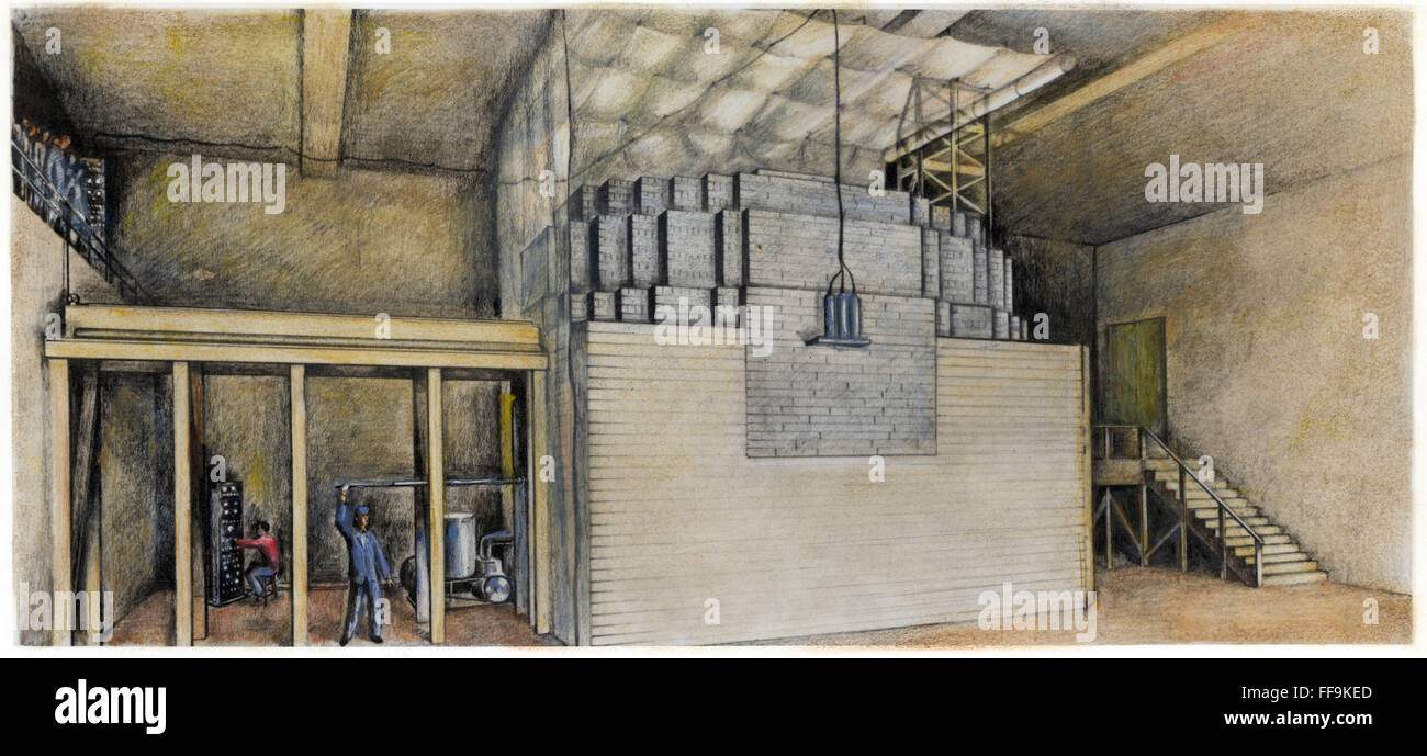 NUCLEAR REACTOR, 1942. /nAn artist's sketch of the first self ...