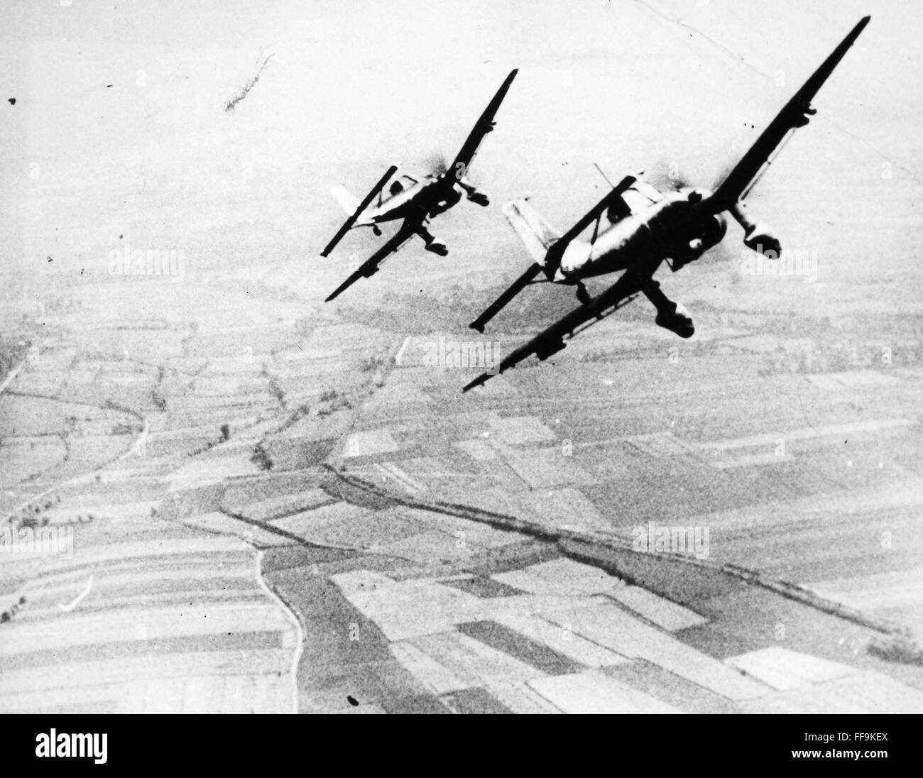 WORLD WAR II: BOMBERS. /nGerman Stuka dive bombers returning from an ...