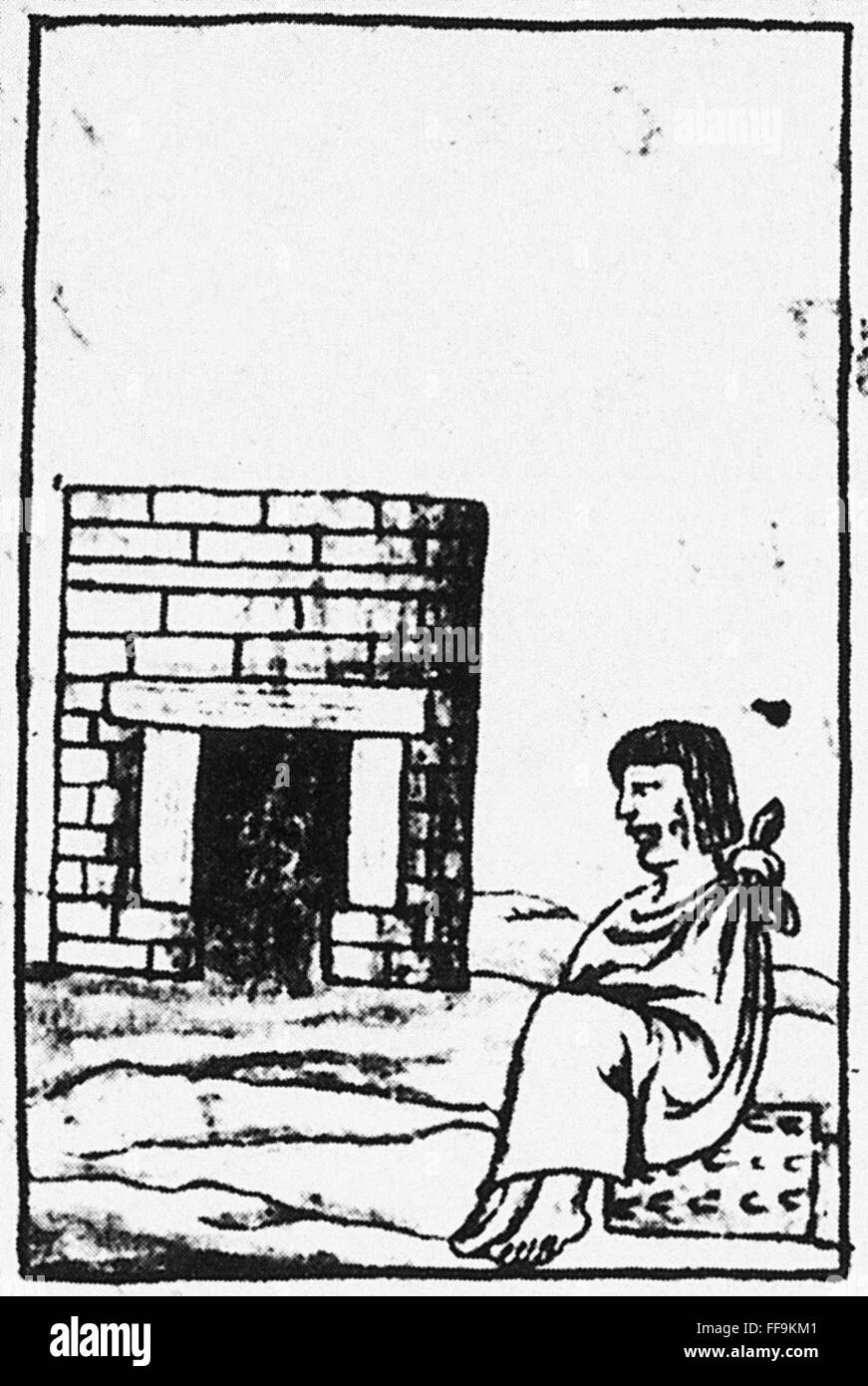 MEXICO: AZTEC HOME. /nA traditional Aztec home. Drawing from the ...