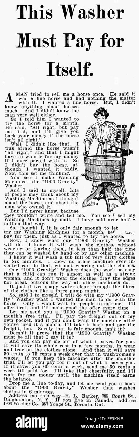 WASHING MACHINE AD, 1912. /nAmerican advertisement, 1912 Stock Photo ...