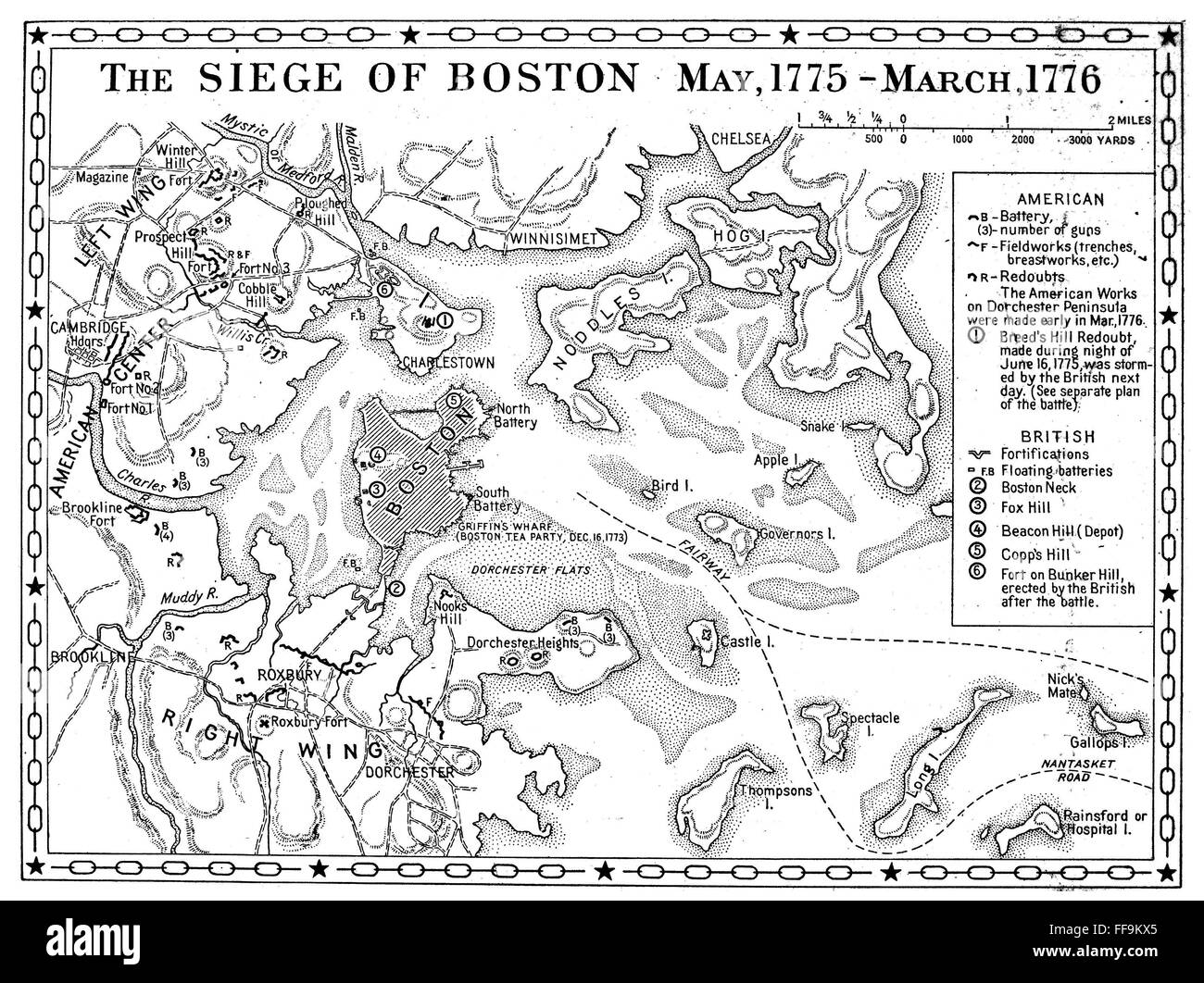 SIEGE OF BOSTON MAP. /nA plan of the Siege of Boston, May 1775-March ...