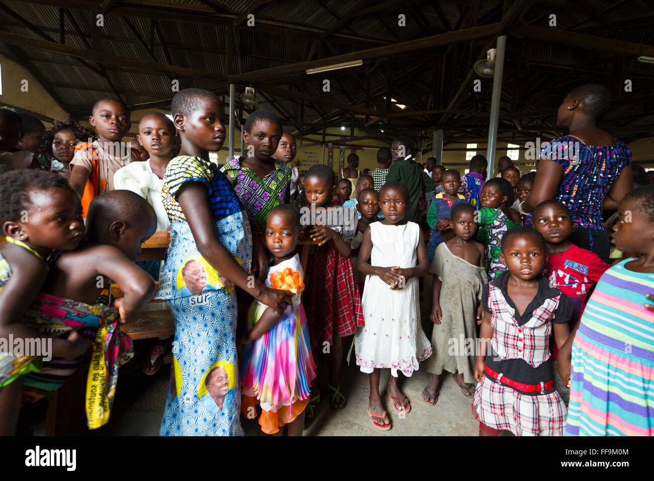 Children during the Sunday Mass in Kiwanja near Rutshuru North Kivu ...