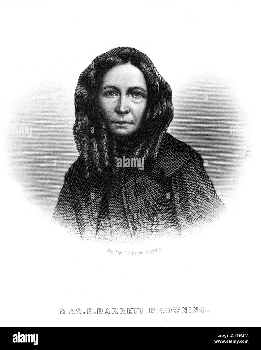 ELIZABETH BARRETT BROWNING /n(1806-1861). English poet. Line and ...