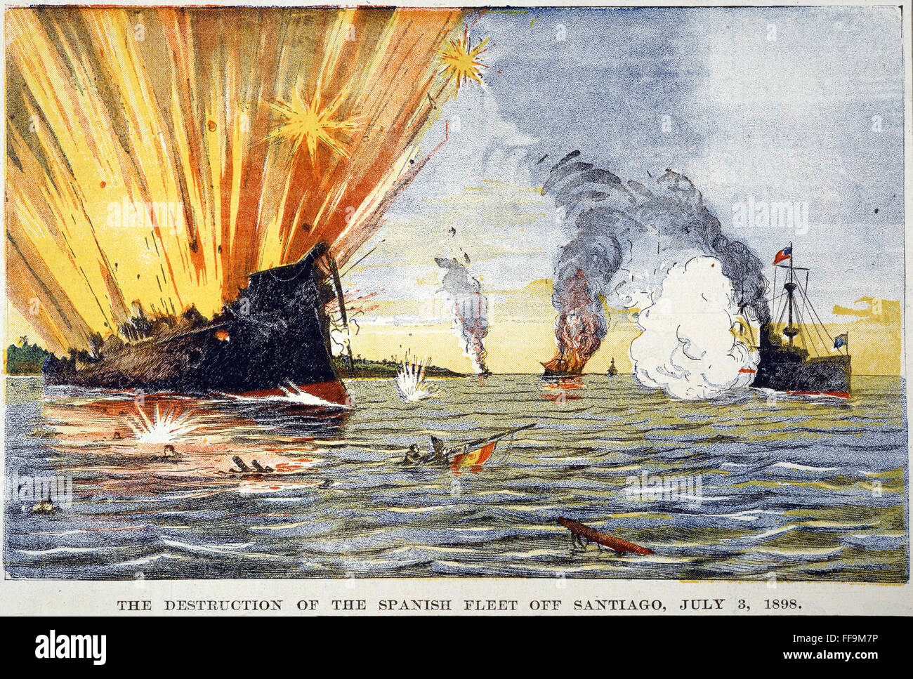 SPANISH-AMERICAN WAR. /nThe destruction of the Spanish fleet under Admiral Cervera by the ...