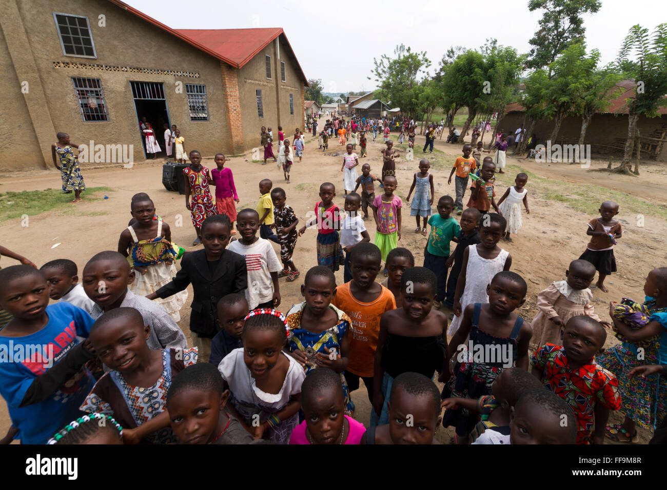 Children after the Sunday Mass in Kiwanja near Rutshuru North Kivu ...