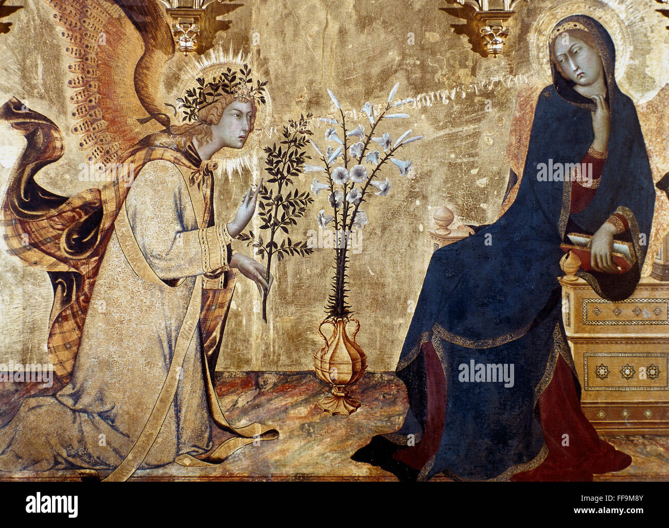 ANNUNCIATION. /nSimone Martini. Detail. Wood panel, c1333 Stock Photo ...