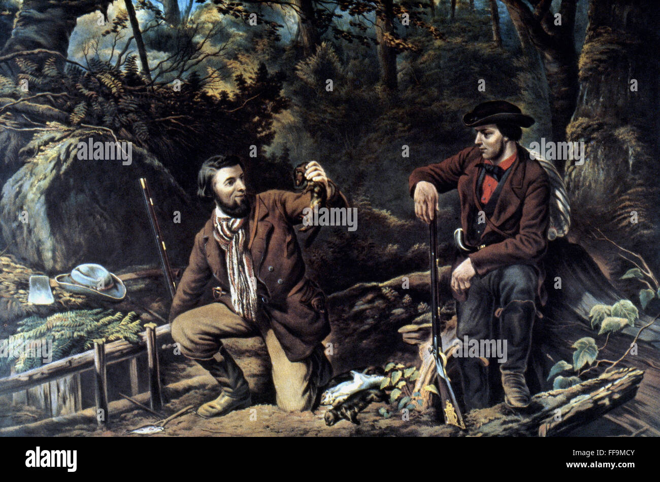C&I: MINK TRAPPING, 1862. /nMink Trapping. Lithograph, 1862, by Currier ... C&I: MINK TRAPPING, 1862. /nMink Trapping. Lithograph, 1862, by Currier ...