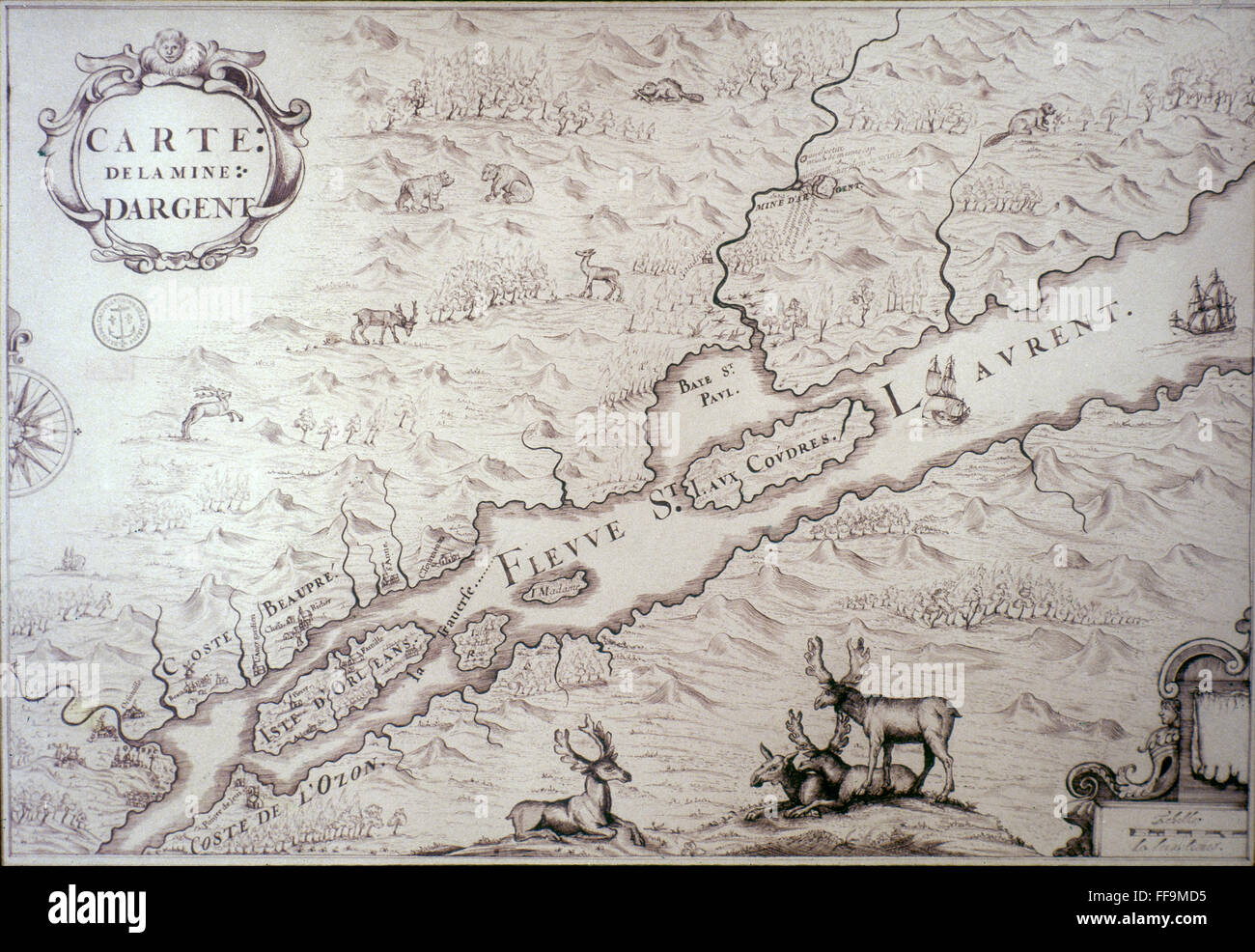 MAP IN NEW FRANCE, c1675-82. /nMap of a silver mine in New France ...
