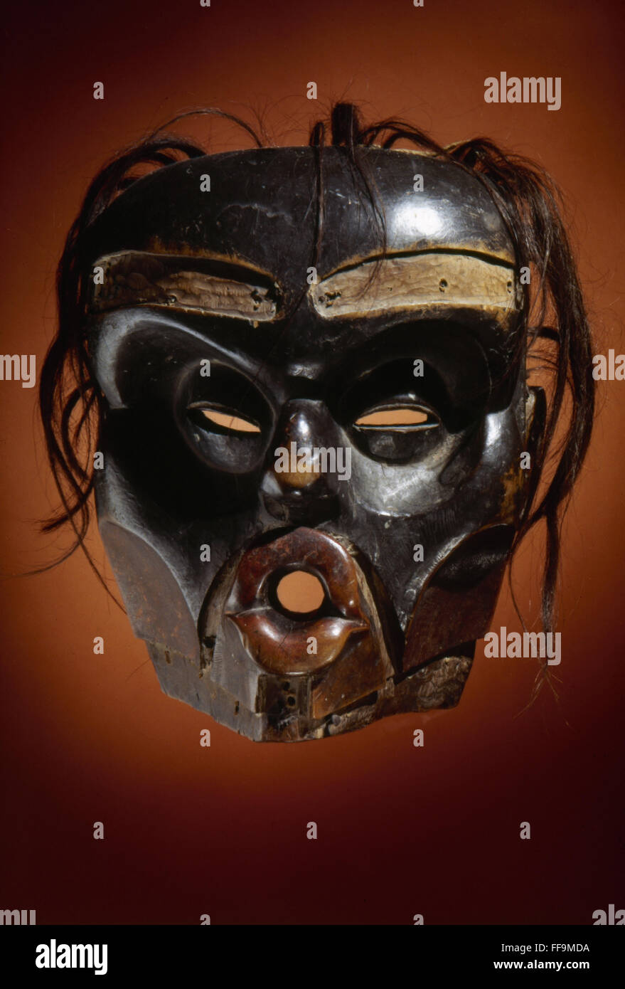 NATIVE AMERICAN MASK. /nKwakiutl painted wood and hair Tsonoqua mask ...