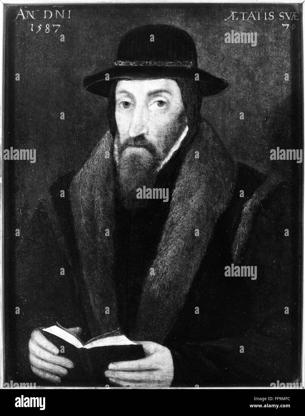 JOHN FOXE (1516-1587). /nEnglish cleric and writer. Oil on panel, 1587 ...