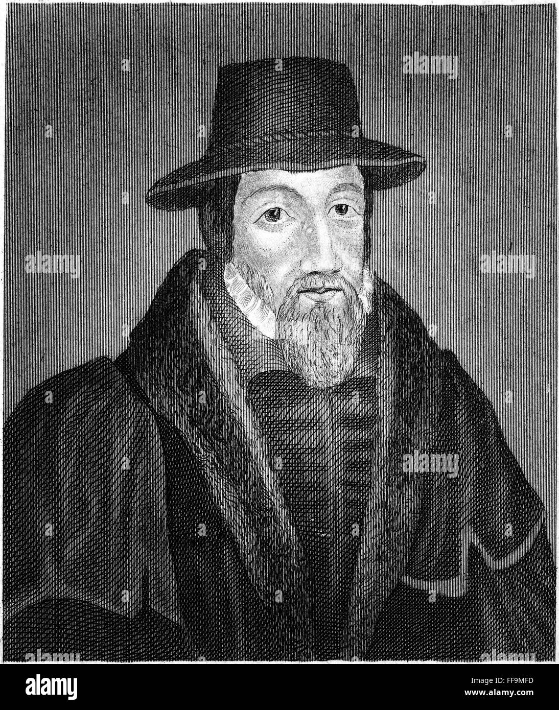 JOHN FOXE (1516-1587). /nEnglish cleric and writer. Line engraving ...