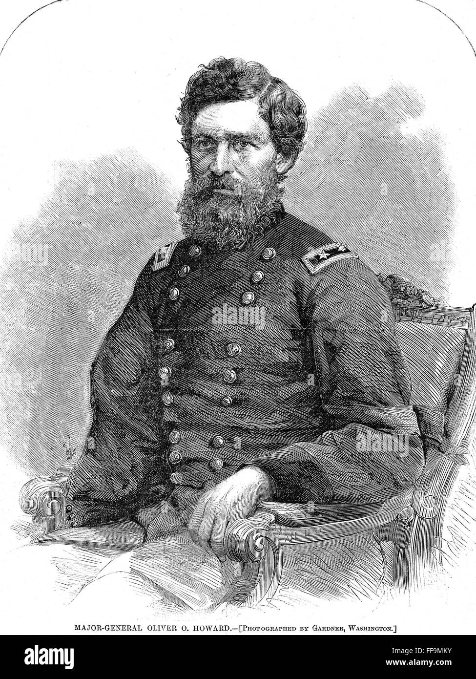 OLIVER OTIS HOWARD /n(1830-1909). American army officer. Wood engraing ...
