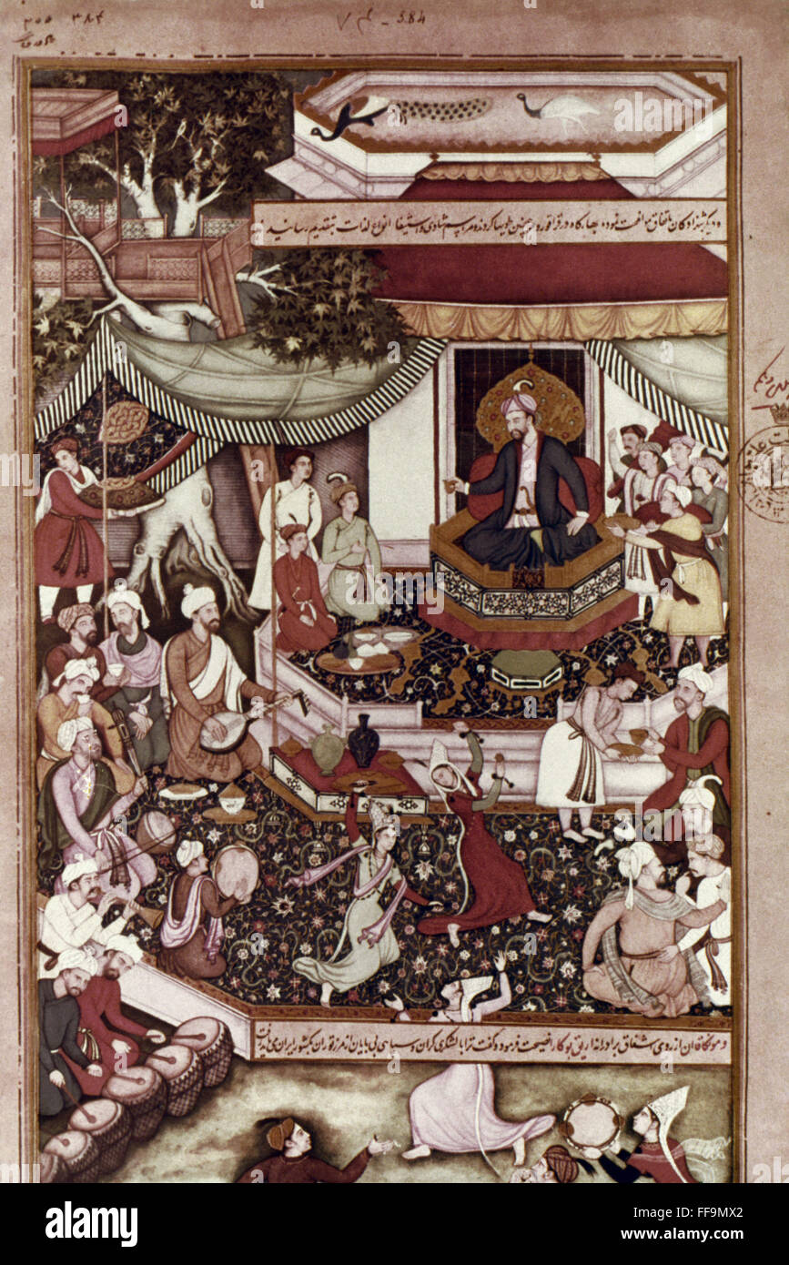 PERSIAN MINIATURE, /nlate 16th - early 17th century. Entertainment in ...