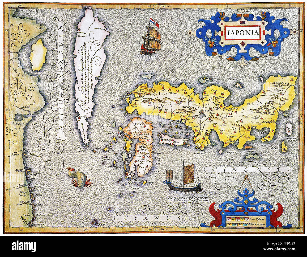 JAPAN: MAP, 1606. /nMap of Japan engraved by Jodocus Hondius for a 1606 ...