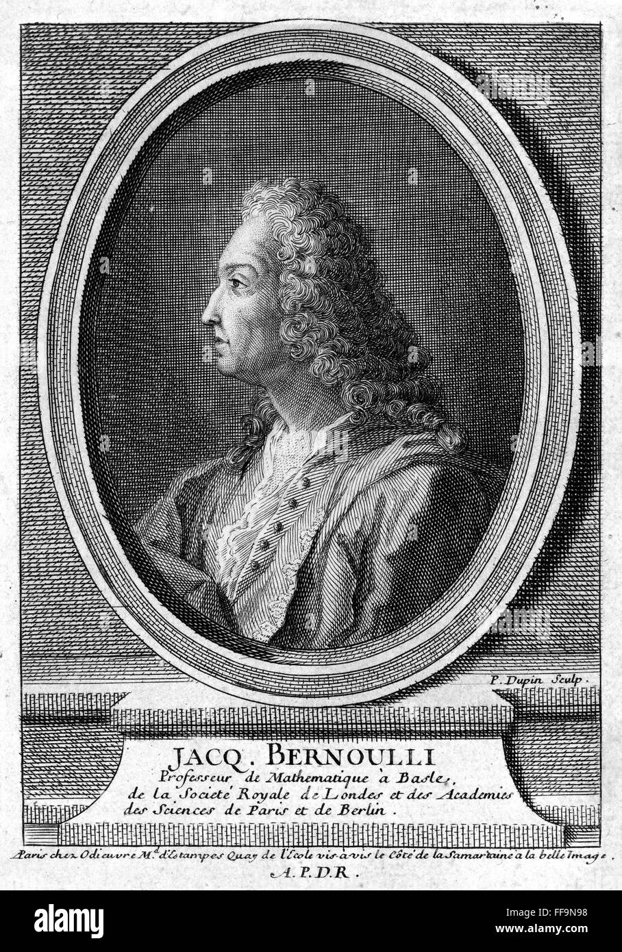 JACQUES BERNOULLI /n(1654-1705). Swiss mathematician. Copper engraving ...