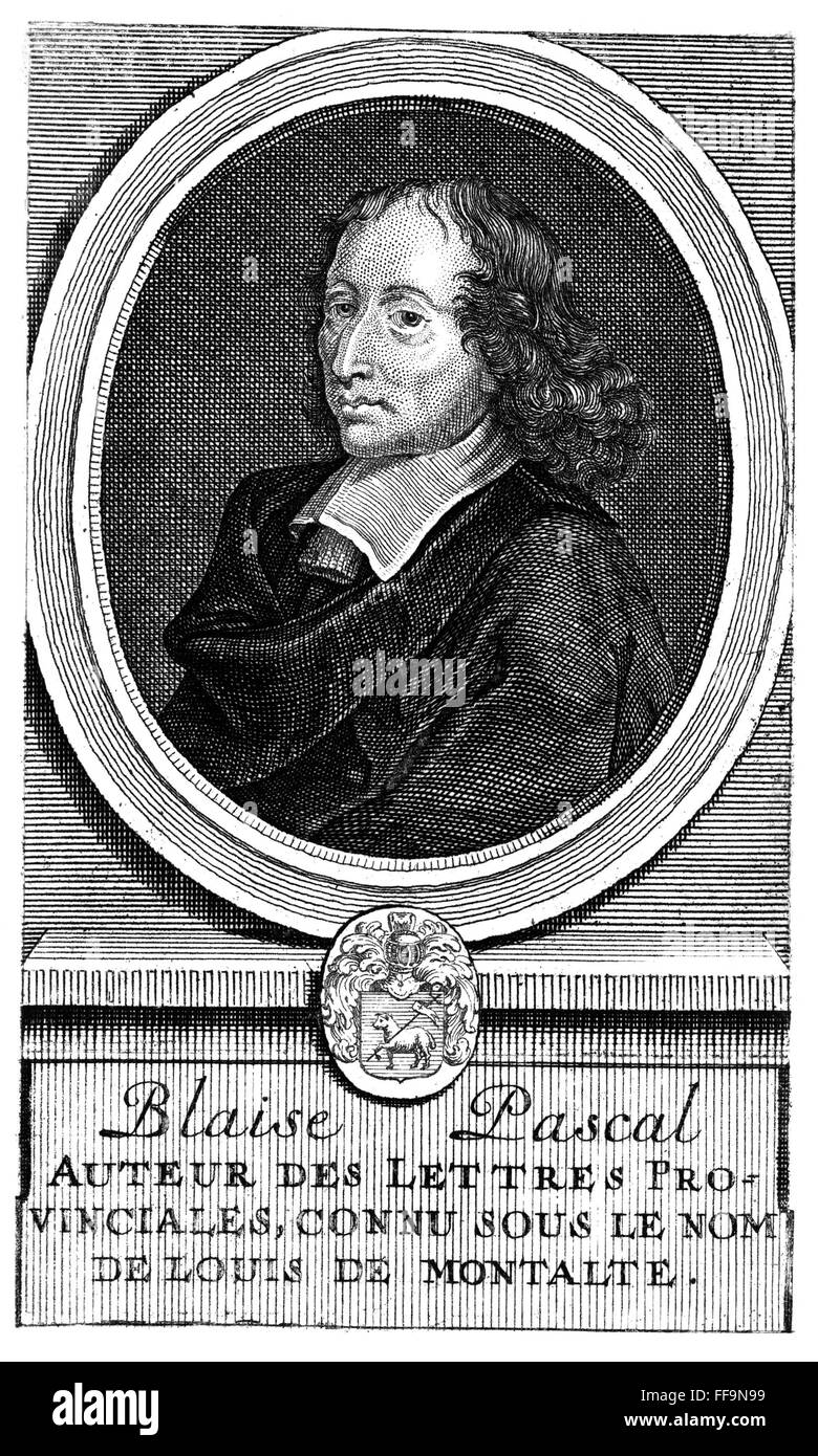 BLAISE PASCAL (1623-1662). /nFrench scientist and philosopher. Line and ...