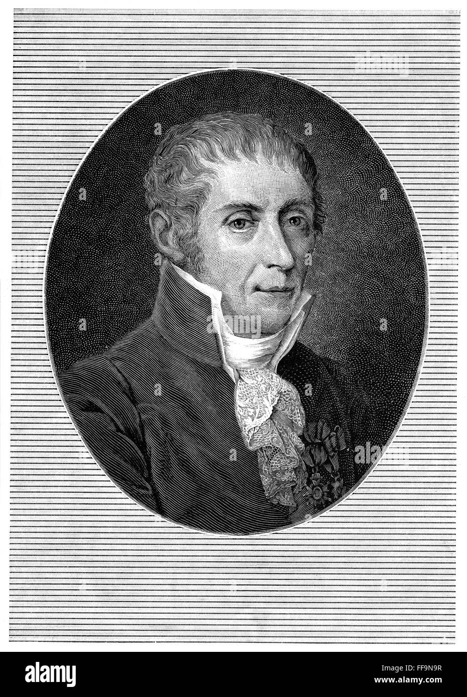 COUNT ALESSANDRO VOLTA /n(1745-1827). Italian physicist. Wood engraving ...