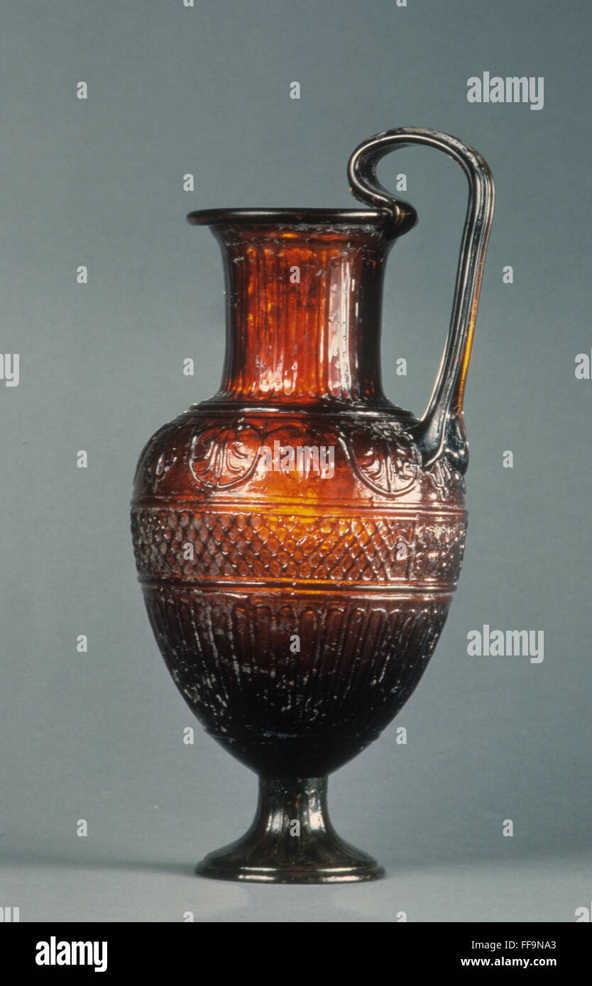 ROMAN GLASS PITCHER. /nRoman glass pitcher blown in three part mold ...