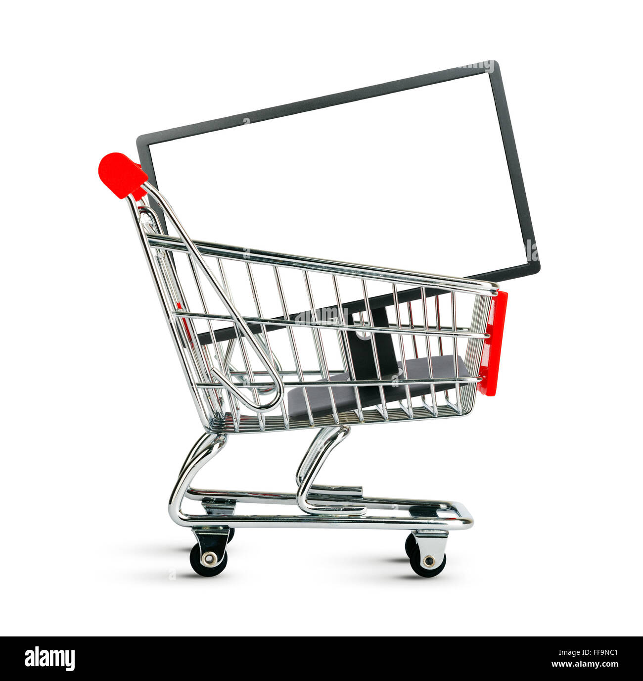 Shopping cart with monitor Stock Photo - Alamy