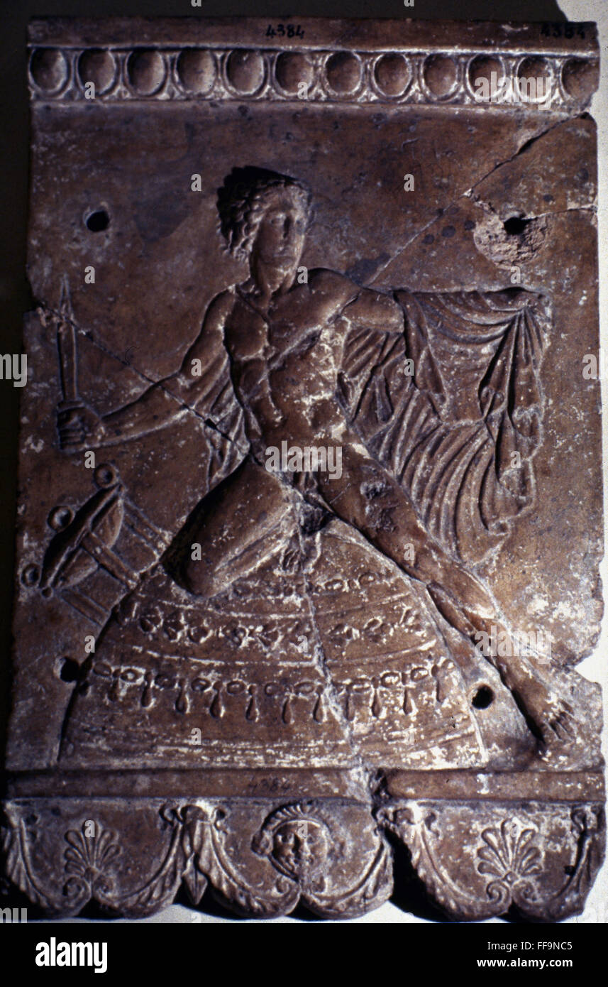 GREECE: ORESTES AT DELPHI. /nTerracotta relief, Hellenistic period ...