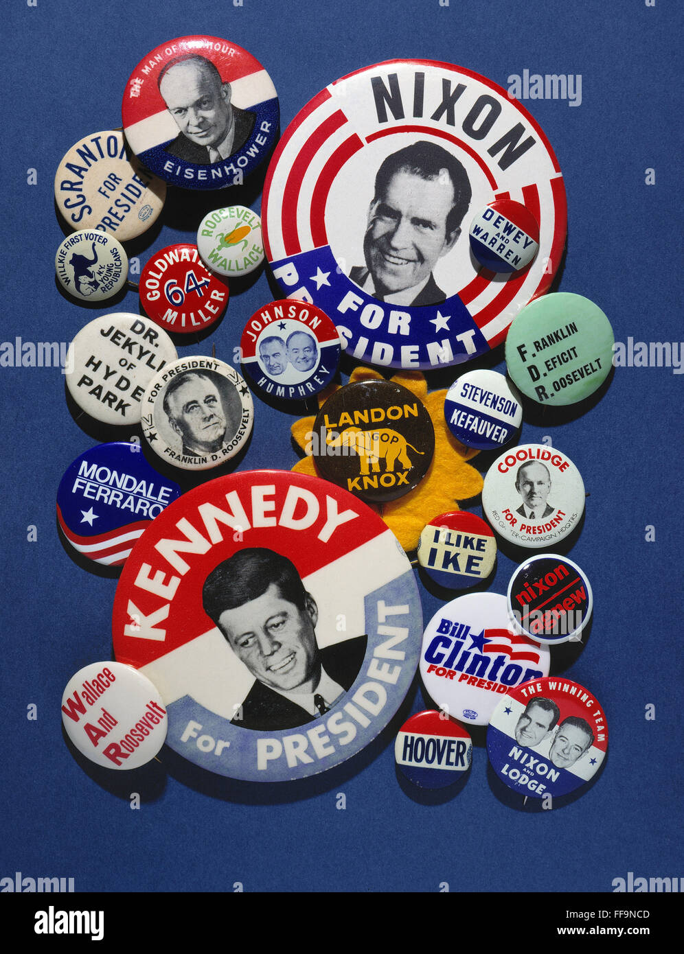 CAMPAIGN BUTTONS. /nAn assortment of buttons from 20th century American ...