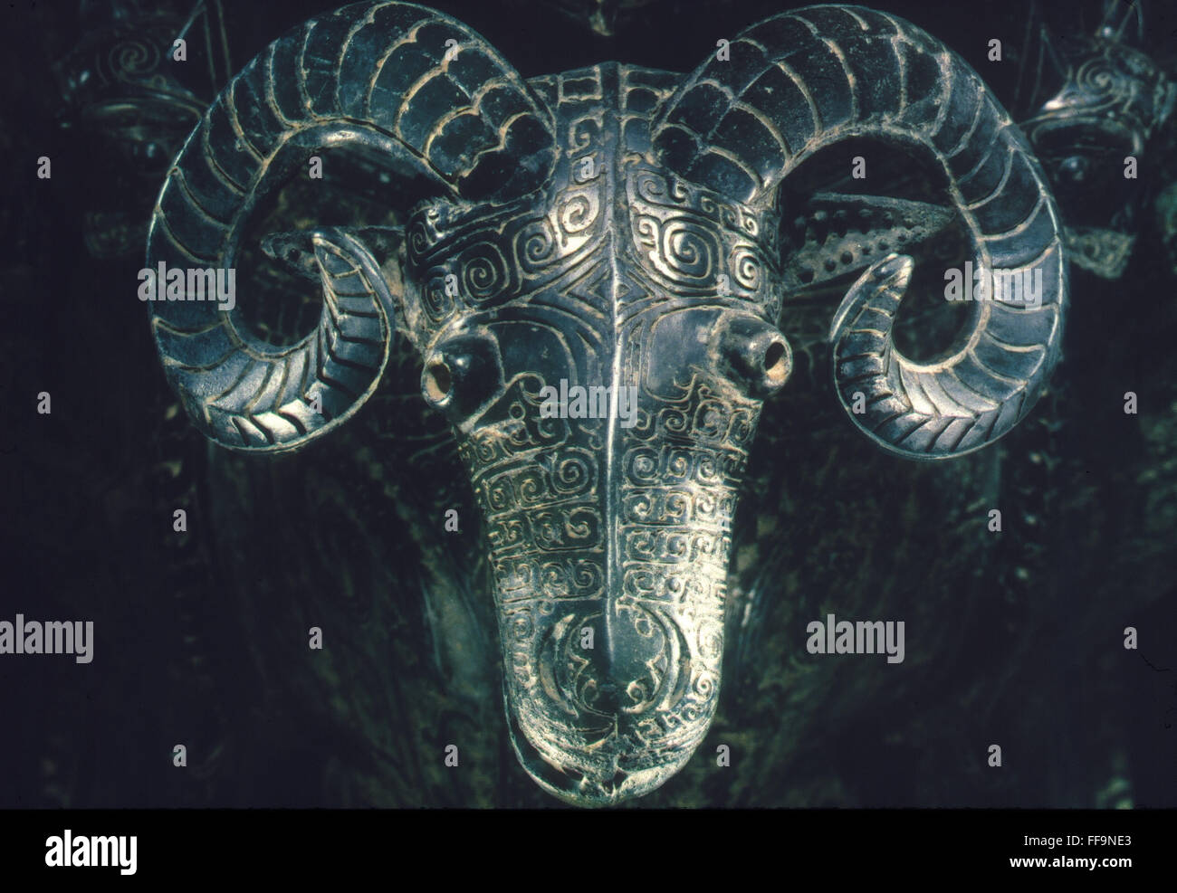 CHINA: RAM HEAD /nwine vessel. Bronze, Shang Dynasty, 13th century B.C ...