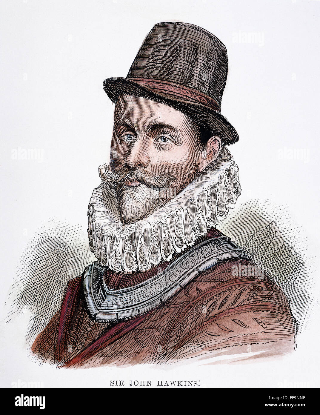 SIR JOHN HAWKINS (1532-1595). /nEnglish naval commander. Wood engraving ...