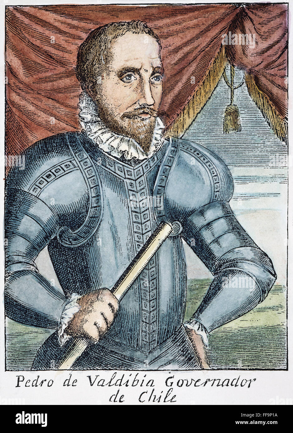PEDRO de VALDIVIA /n(c1500-1553). Spanish soldier; conqueror of Peru ...