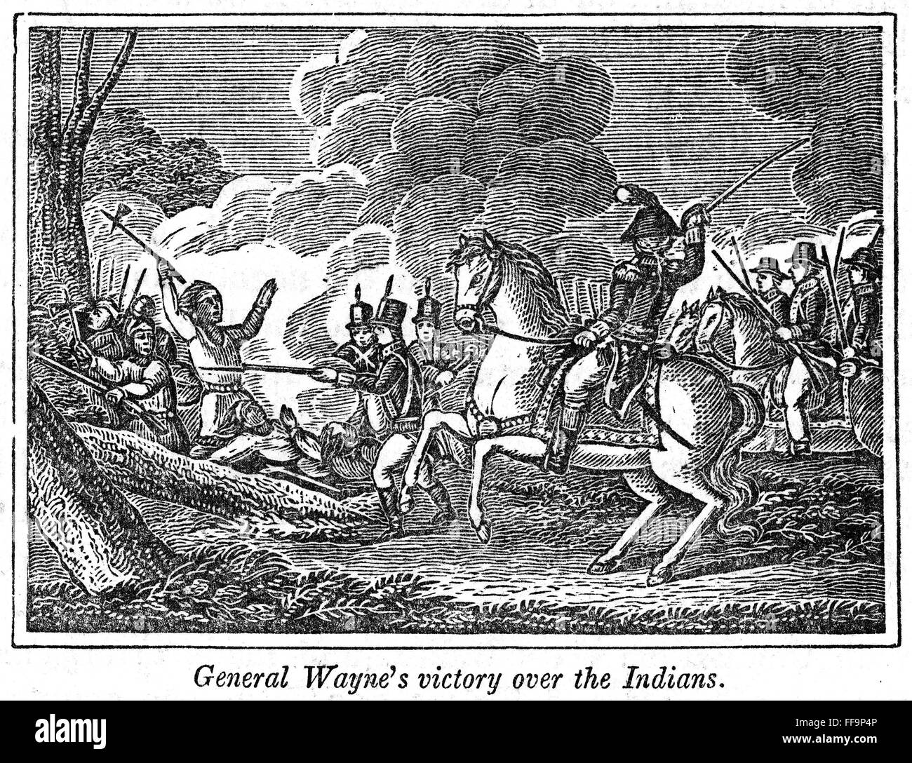BATTLE OF FALLEN TIMBERS. /nGeneral Wayne at the Battle of Fallen ...