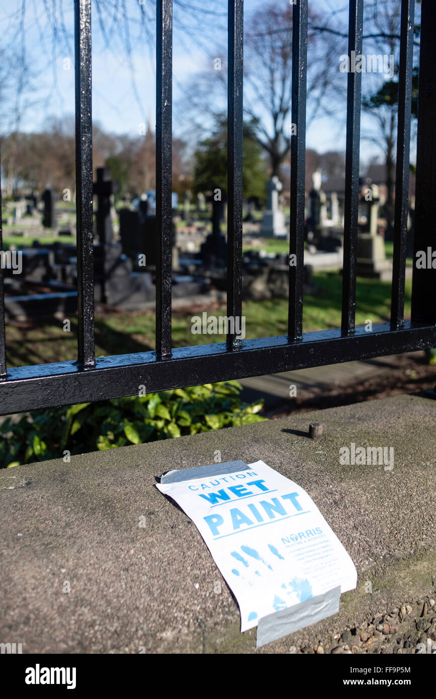 Maintenance Man painting Railing.Notice Wet Paint Stock Photo - Alamy