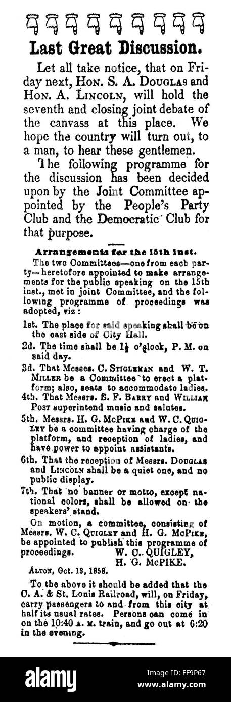 LINCOLN-DOUGLAS DEBATE. /nAnnouncement of the seventh and closing ...