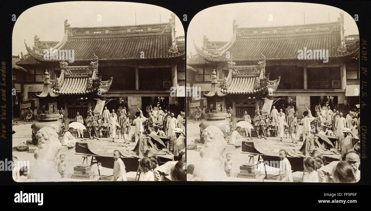CHINA: SHANGHAI, c1900. /nScene at a temple in the 'native' part of ...