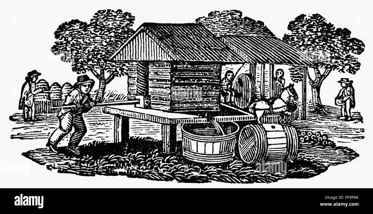 CIDER MILL, 19th CENTURY. /nA cider mill. Wood engraving from an ...