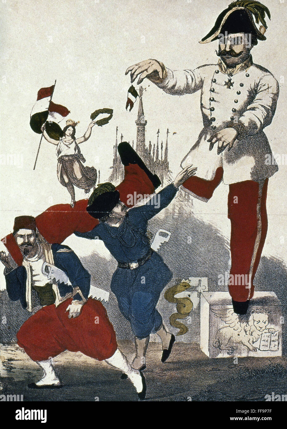 ITALIAN UNIFICATION, 1859. /nA French and an Italian soldier have cut ...