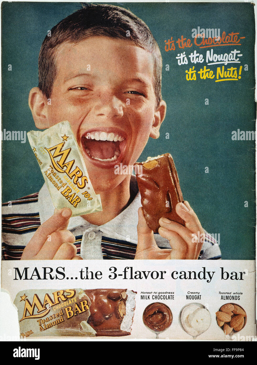 MARS BAR AD, 1957. /nFrom an American magazine Stock Photo - Alamy