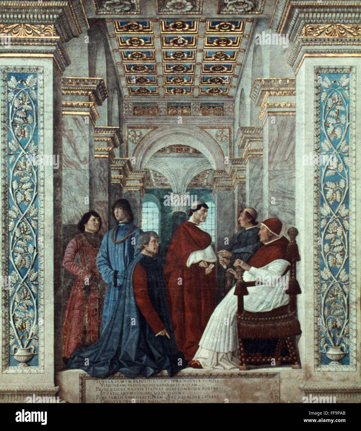 SIXTUS IV (1414-1484). /nPope Sixtus IV surrounded by nephews, gives ...