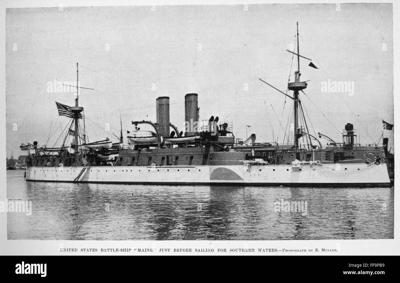 U.S.S. MAINE, 1898. /nThe U.S.S. 'Maine' just before sailing into ...