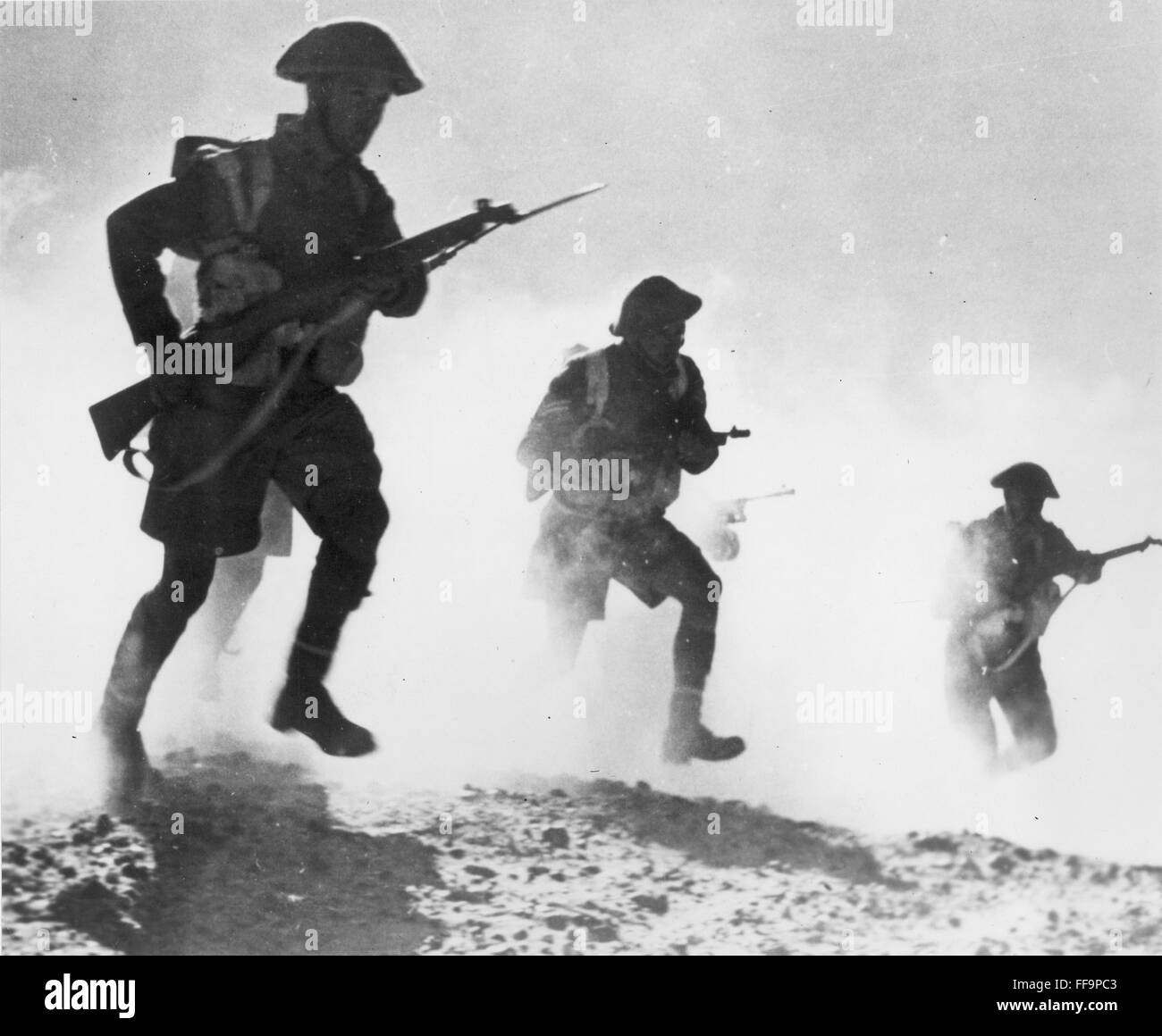 WW2: NORTH AFRICA. /nBritish troops advancing across the desert during ...