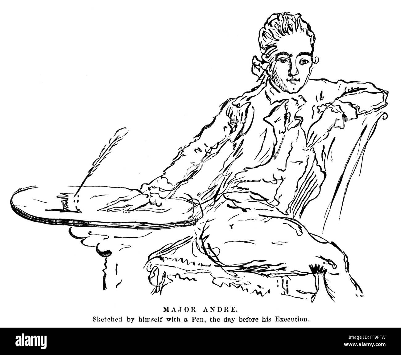 JOHN ANDRE (1751-1780). /nEnglish soldier. Pen drawing by himself the ...