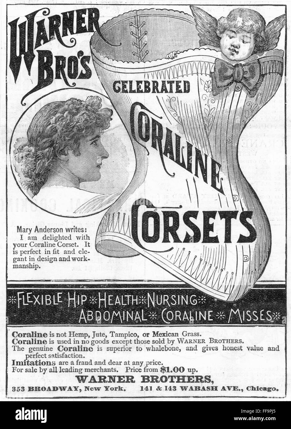 CORSET ADVERTISEMENT, 1885. /nAmerican newspaper advertisement, 1885 ...
