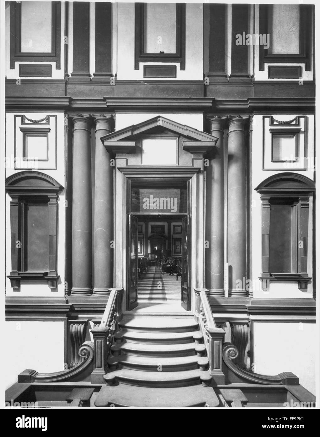 FLORENCE: LIBRARY. /nStairs and vestibule of Michelangelo's Biblioteca ...