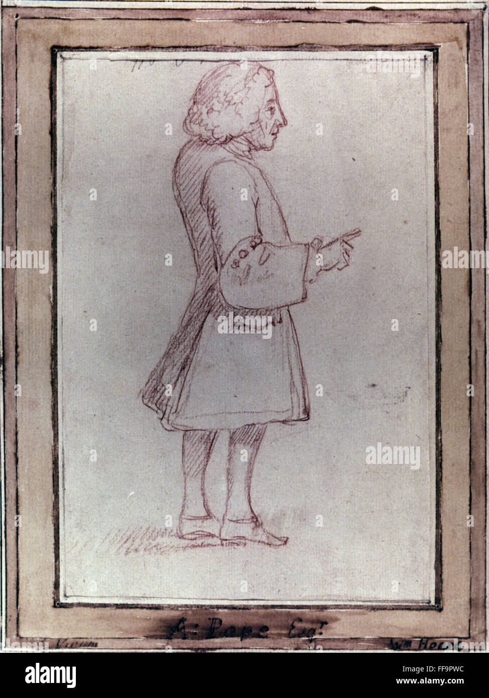 ALEXANDER POPE (1688-1744). /nEnglish poet. Red chalk drawing, c1738-43 ...