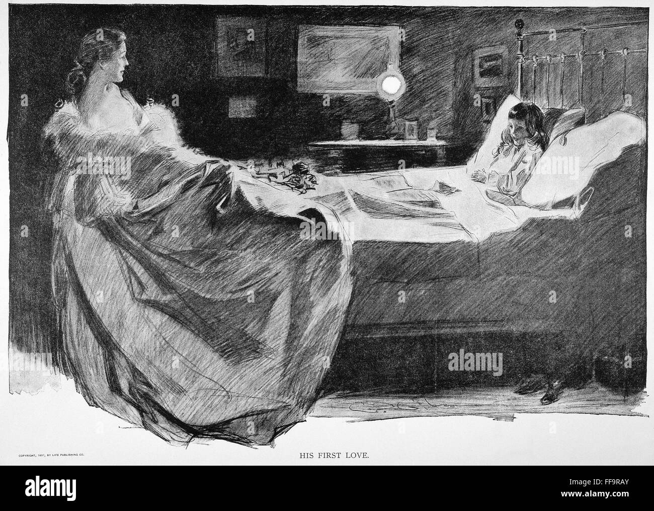 GIBSON ART, 1897. /n'His First Love.' Drawing by Charles Dana Gibson ...