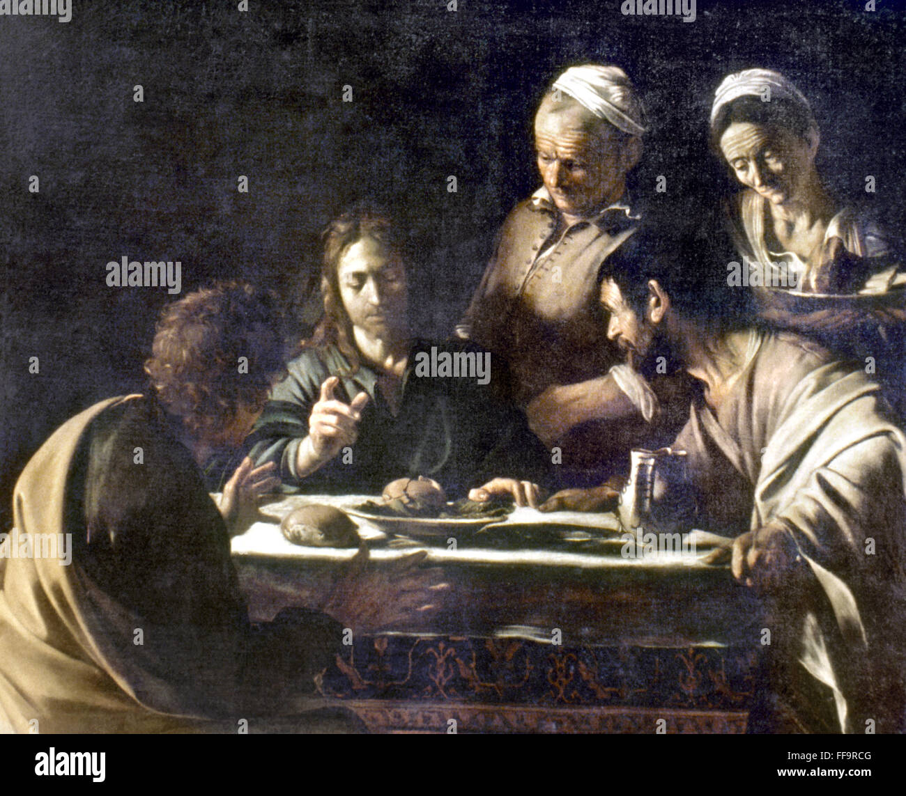 CARAVAGGIO: EMMAUS. /nSupper at Emmaus. Oil on canvas by Caravaggio ...